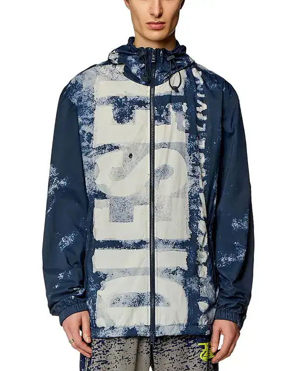 Diesel® J-Warrett Logo Windbreaker Jacket - Midnight Blue